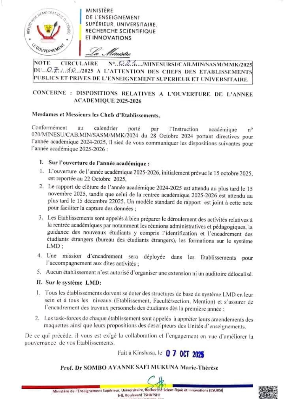 CONGOKASAI.COM | RDC : La rentrée académique 2025-2026 reportée au 22 ...